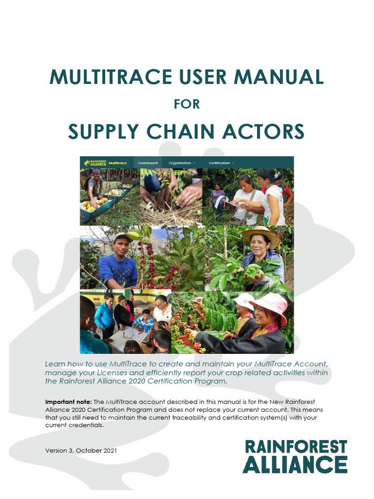 RS4170 - Multitrace User Manual For Supply Chain Actors | PDF | Farms