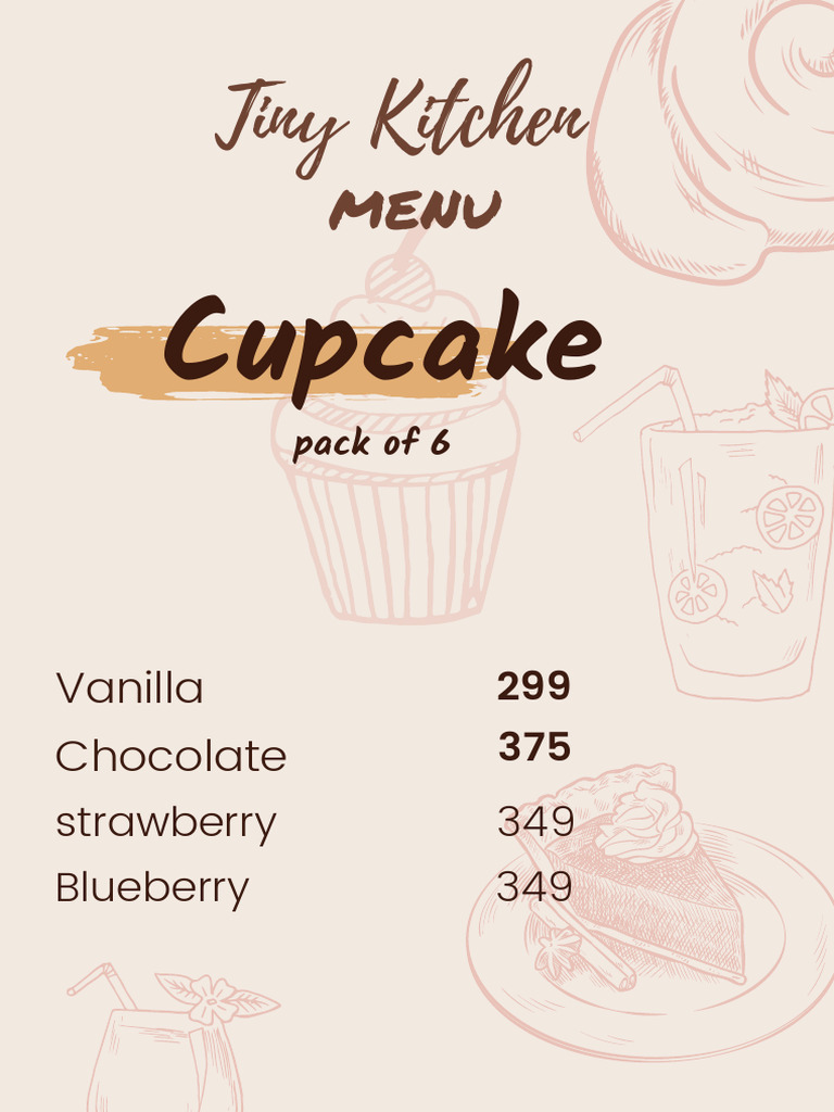 Beige Illustrated Cake and Bakery Menu | PDF