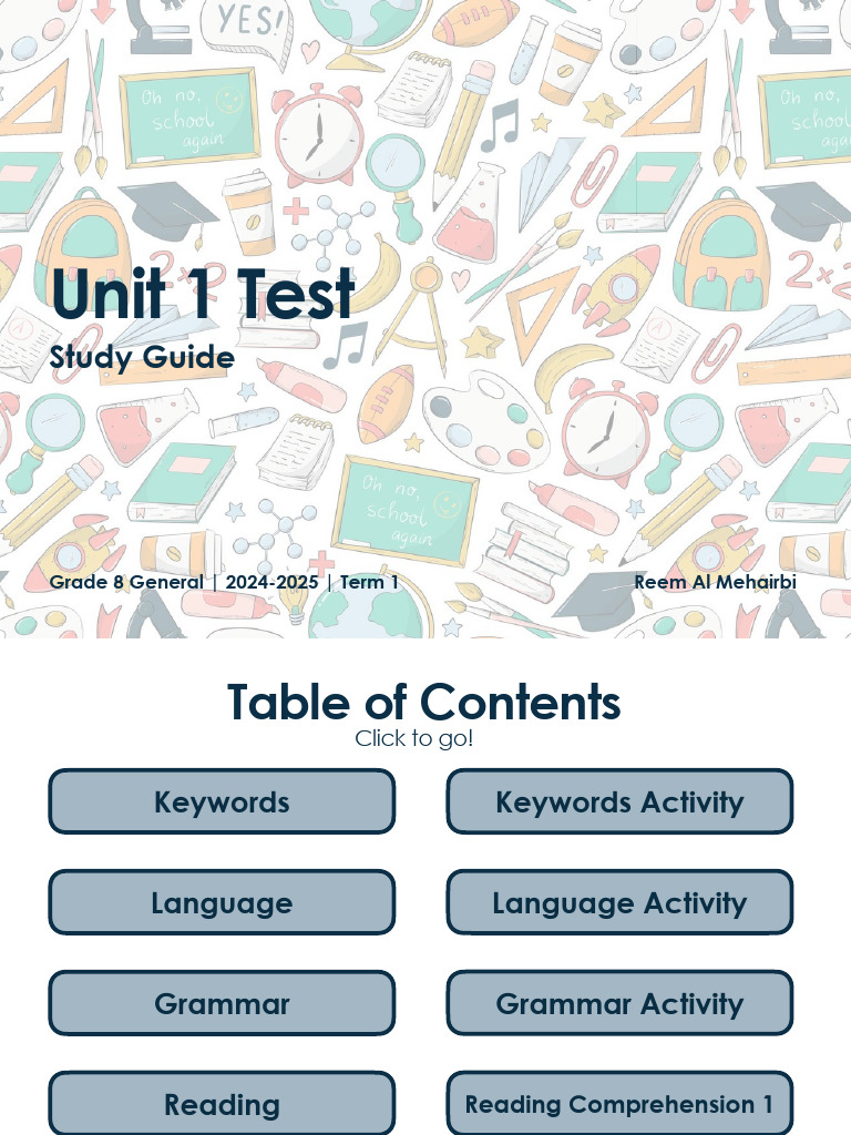 G8 GEN Unit 1 Study Guide | PDF | Teachers | Classroom