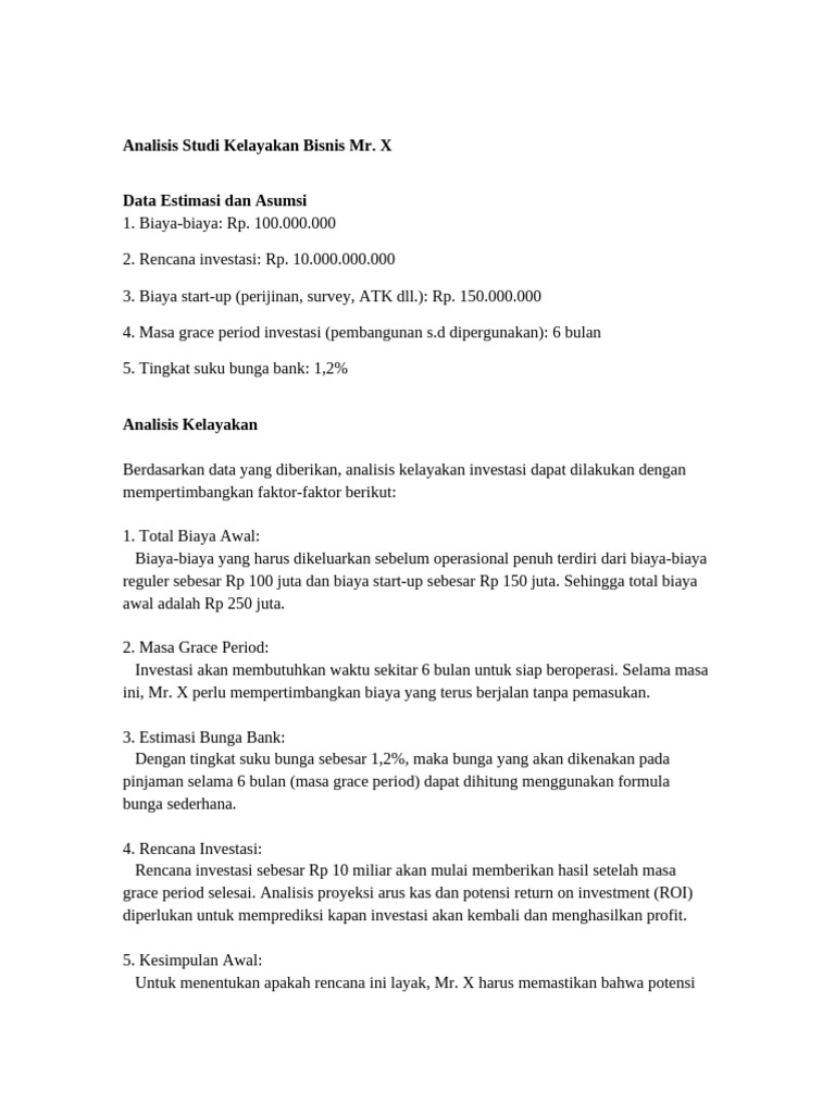 Analisis - Studi - Kelayakan - Bisnis - MRX 210 | PDF | Pengelolaan Keuangan & Uang