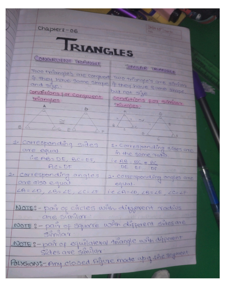 Triangle CH Notes..for Class 10th Class Notes | PDF