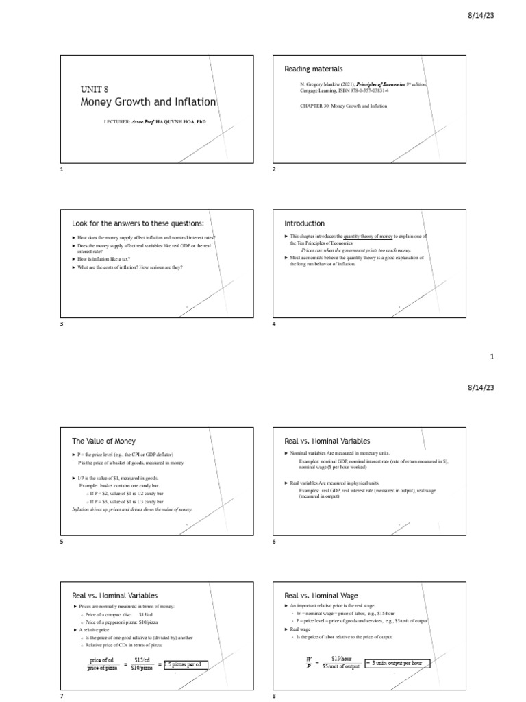 Unit 8 Money growth and Inflation | PDF | Quantity Theory Of Money ...