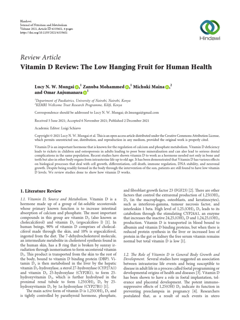 Vitamin D Review The Low Hanging Fruit F | PDF | Vitamin D | Human Tooth