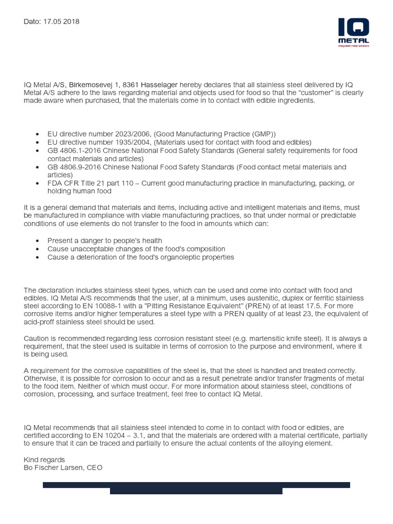 COC - Stainless Steel Rack | PDF | Stainless Steel | Steel