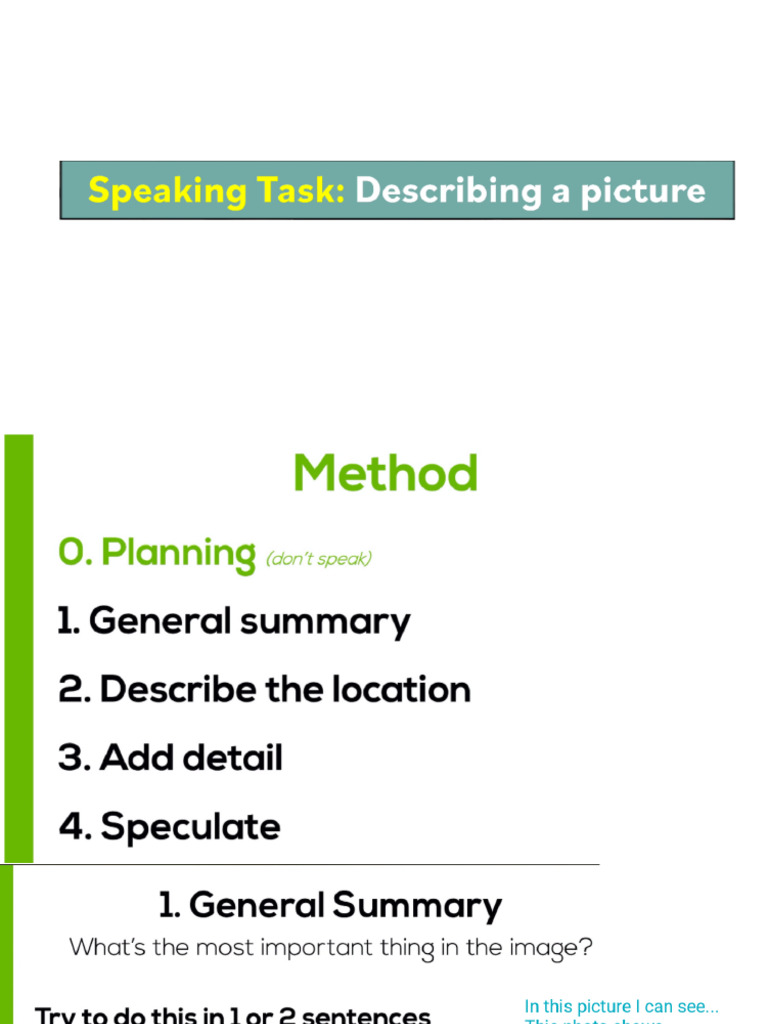 Photo Describing Speaking | PDF