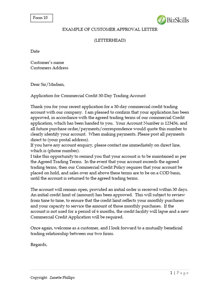 Customer Approval Letter | PDF