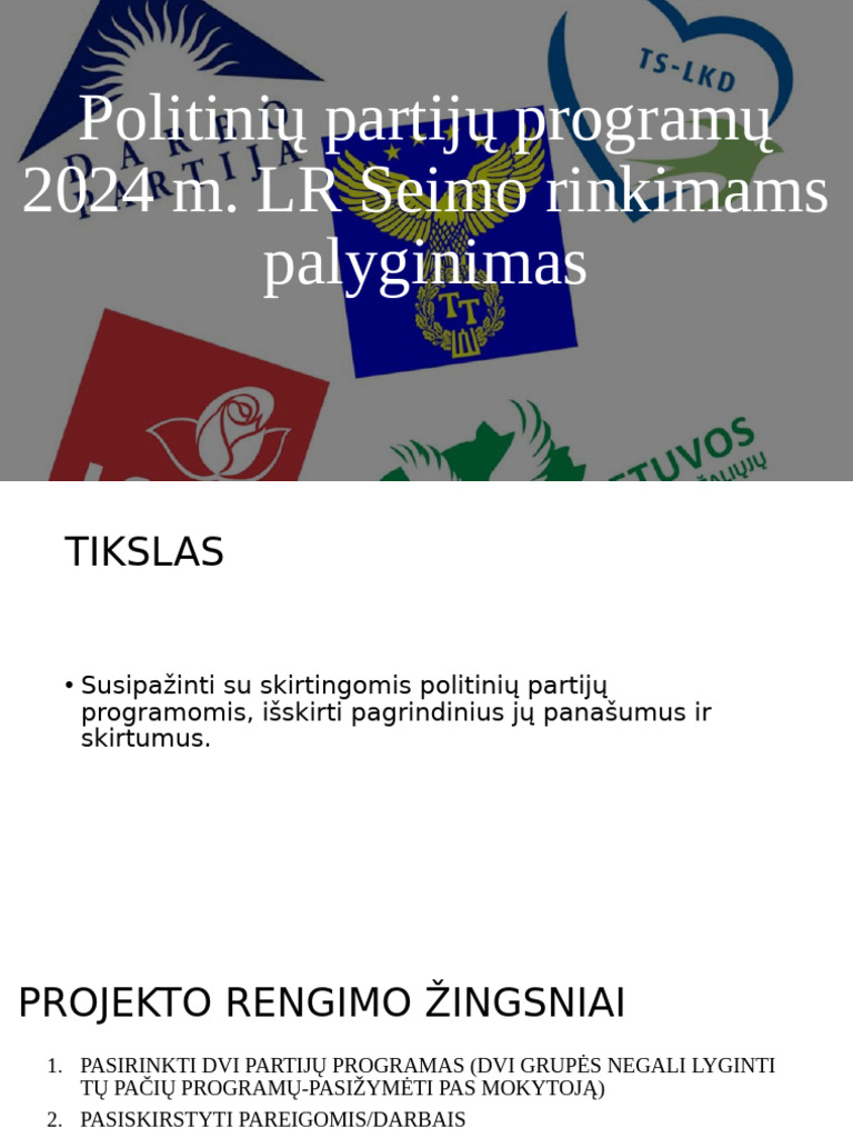 1c Politiniu Partiju Programu Palyginimas - Projektas 1c | PDF