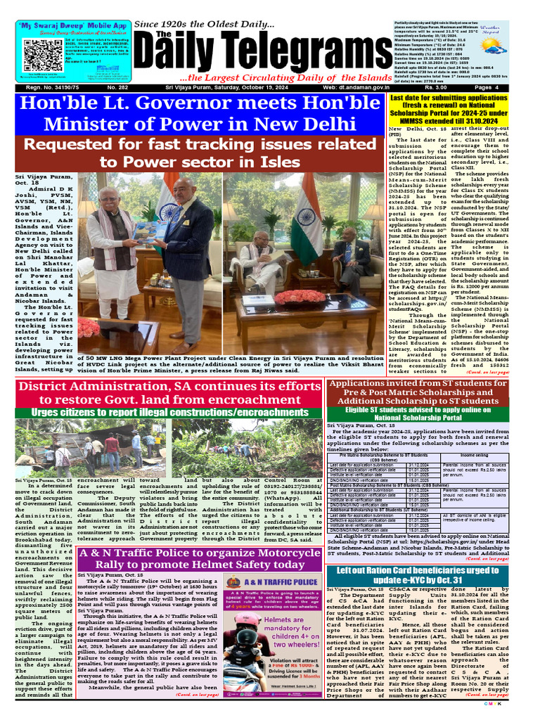 Daily Telegram: Port Blair News Update | PDF
