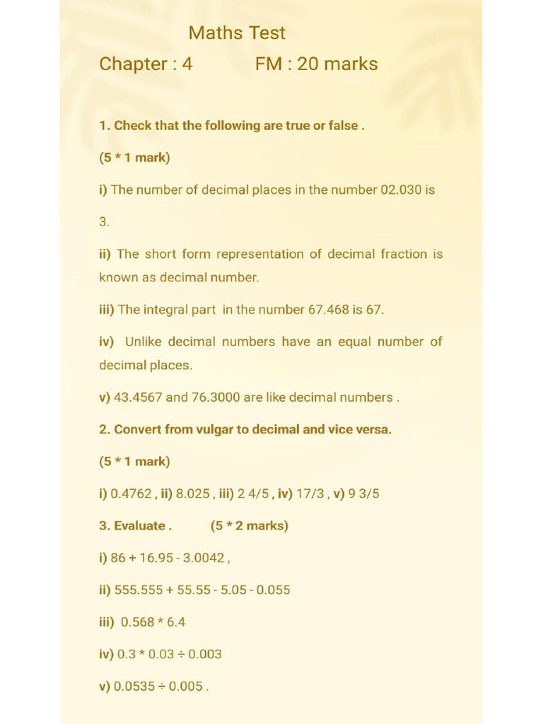 Maths Test | PDF