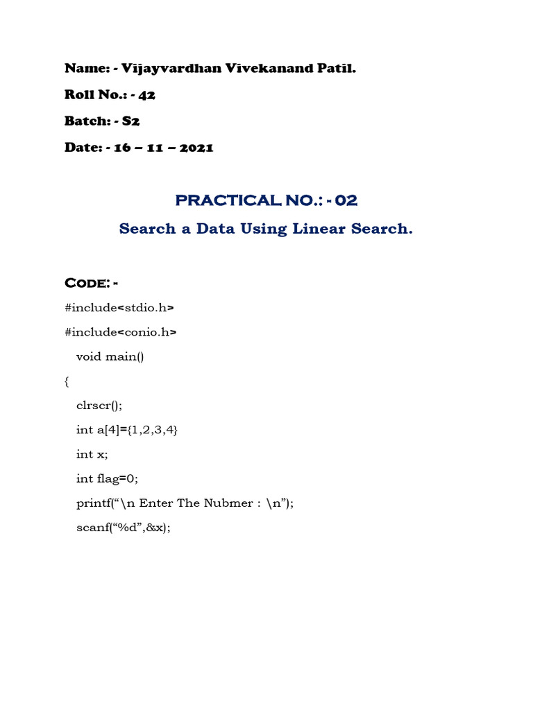 Dsu - Practical No. - 02 | PDF