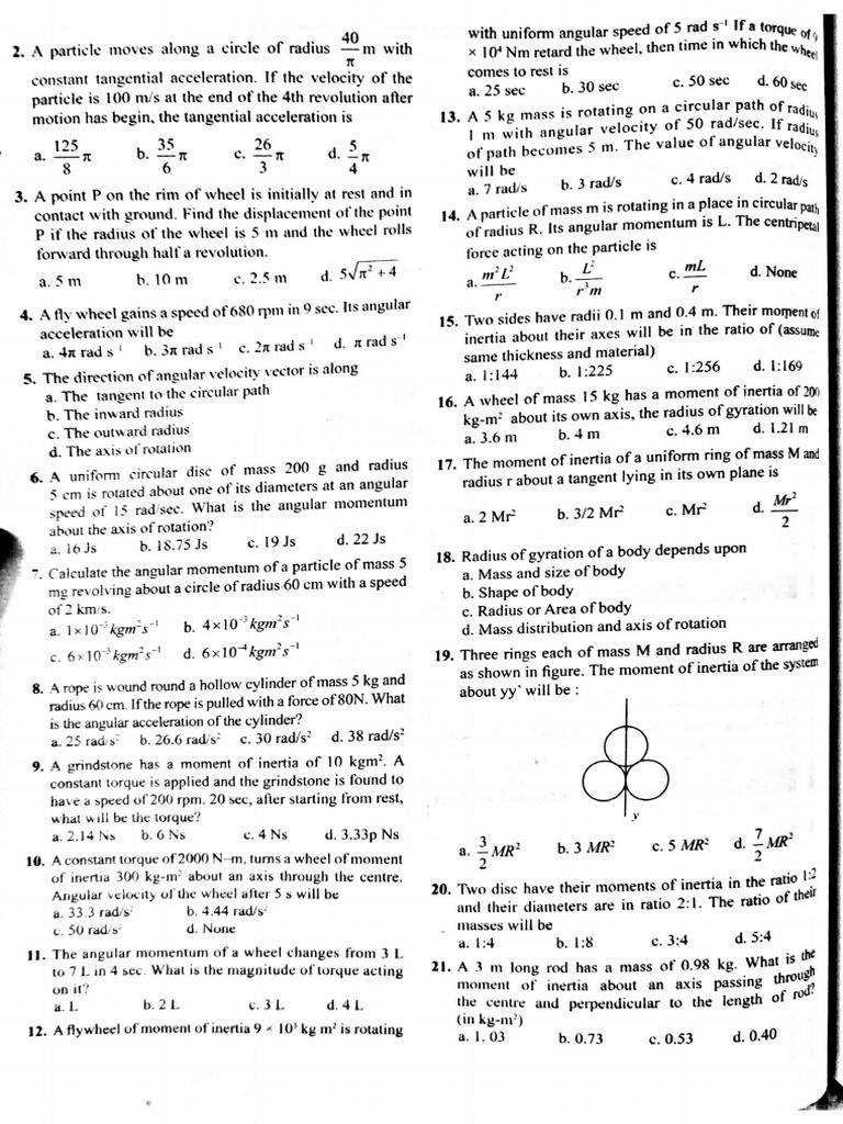 Rotational Motion Ex | PDF
