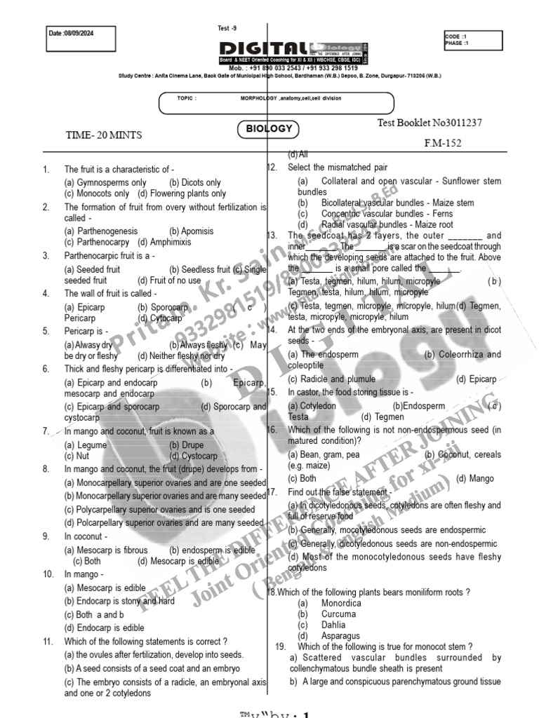 Xi Mor, Ana, Cell, Cell Div | PDF | Seed | Mitosis