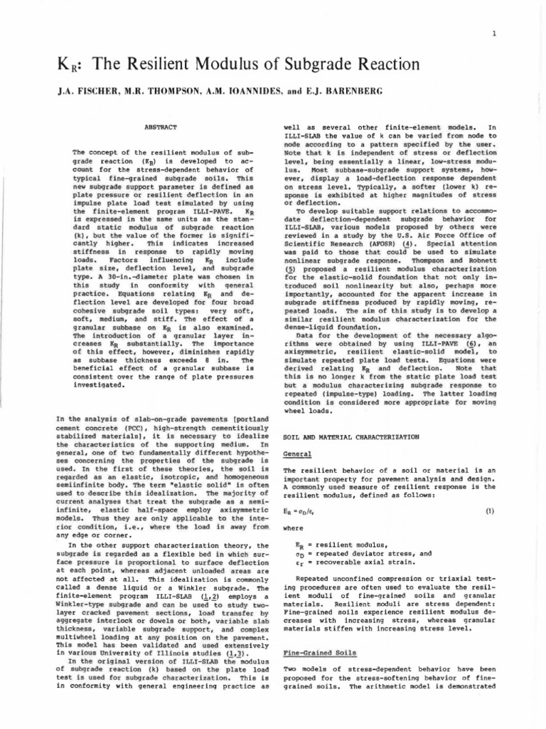 1984 KR The Resilient Modulus of Subgrade Reaction TRB954-001 | PDF ...