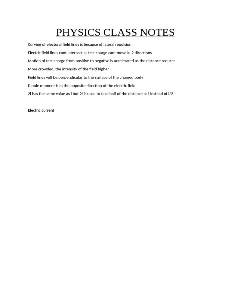 Physics Class Notes Overview | PDF | Science & Mathematics