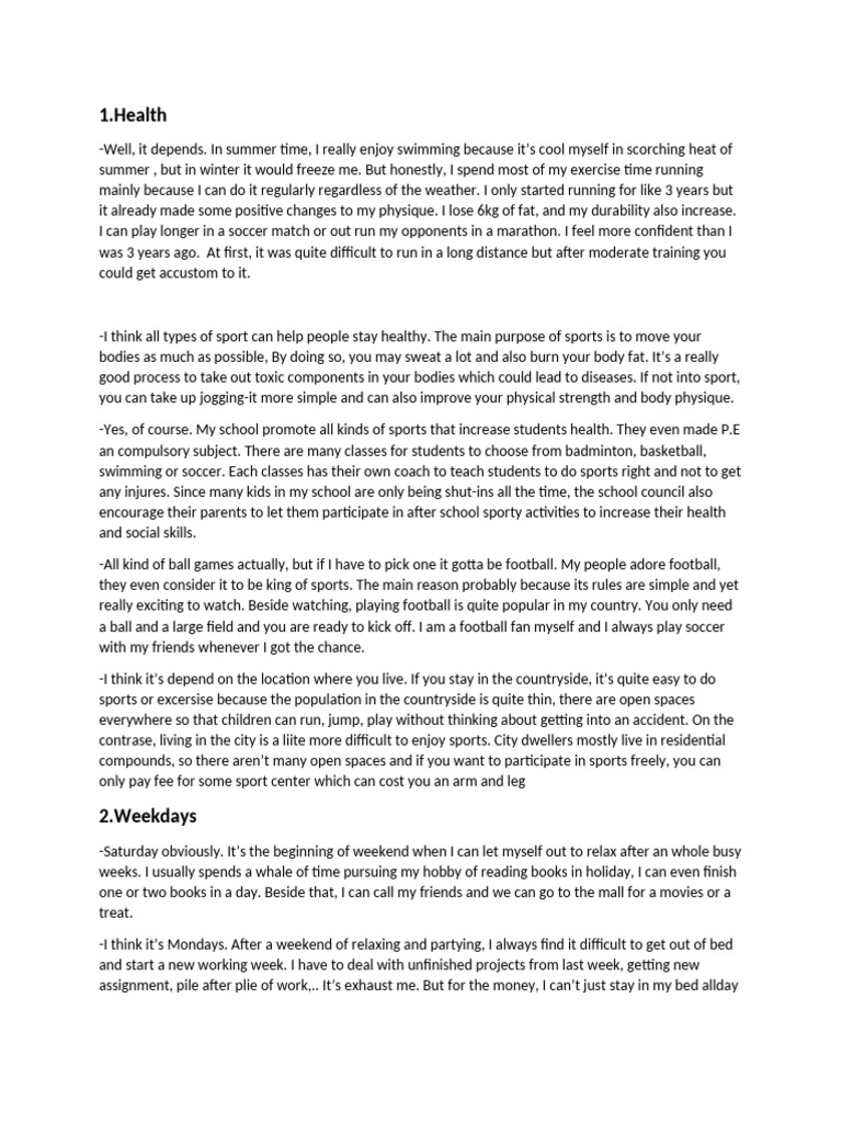 Speaking Unit 3 Pdf Physical Fitness Sports