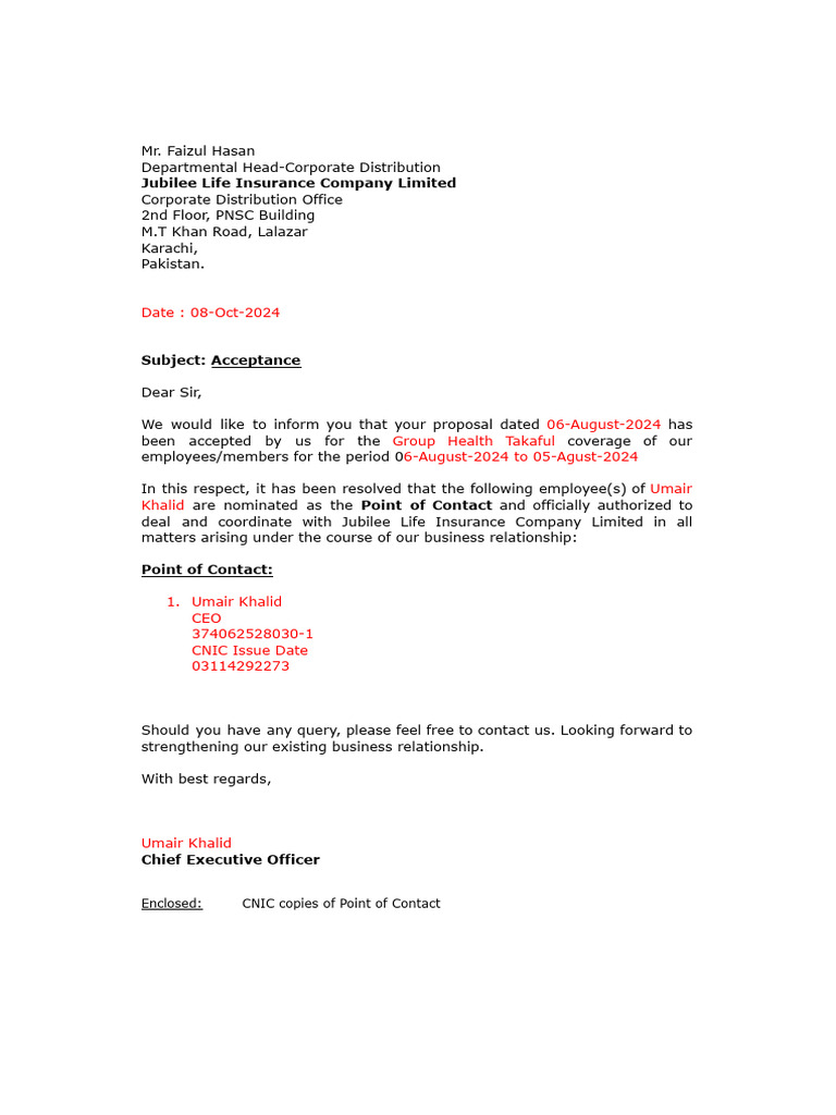 Corporate Acceptance Letter.docx | PDF
