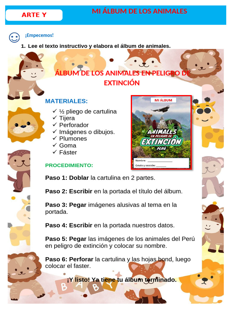 D5 A2 Ficha Arte Mi Álbum de Los Animales | PDF