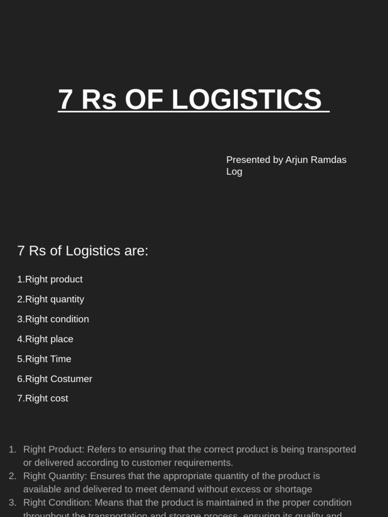 7 Rs of Logistics | PDF | Business