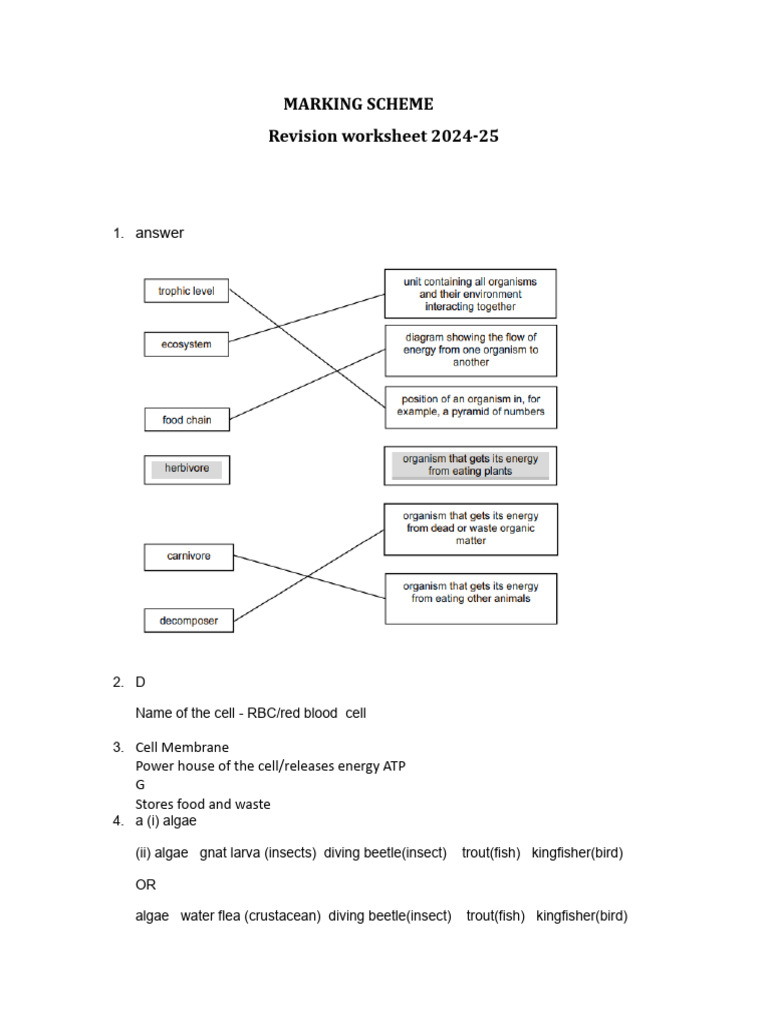 MS-Revision WS2-GR-6-Combined Science-Biology-2024-25 | PDF | Science & Mathematics