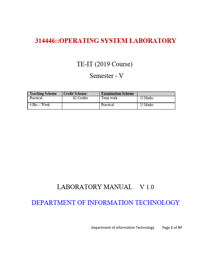 Final OSL Labmanual (2019 Course) | PDF | Process (Computing) | Kernel (Operating System)