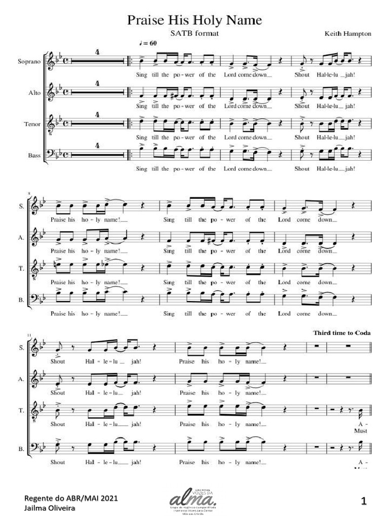 Partitura Praise His Holy Name | PDF