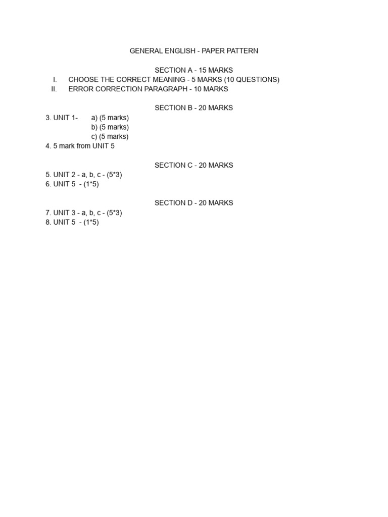General English - Paper Pattern | PDF