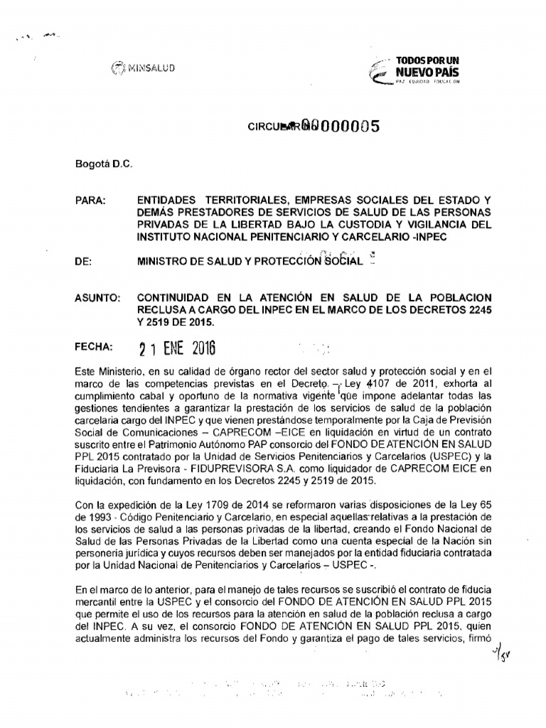 Circular 005 de 2016 | PDF