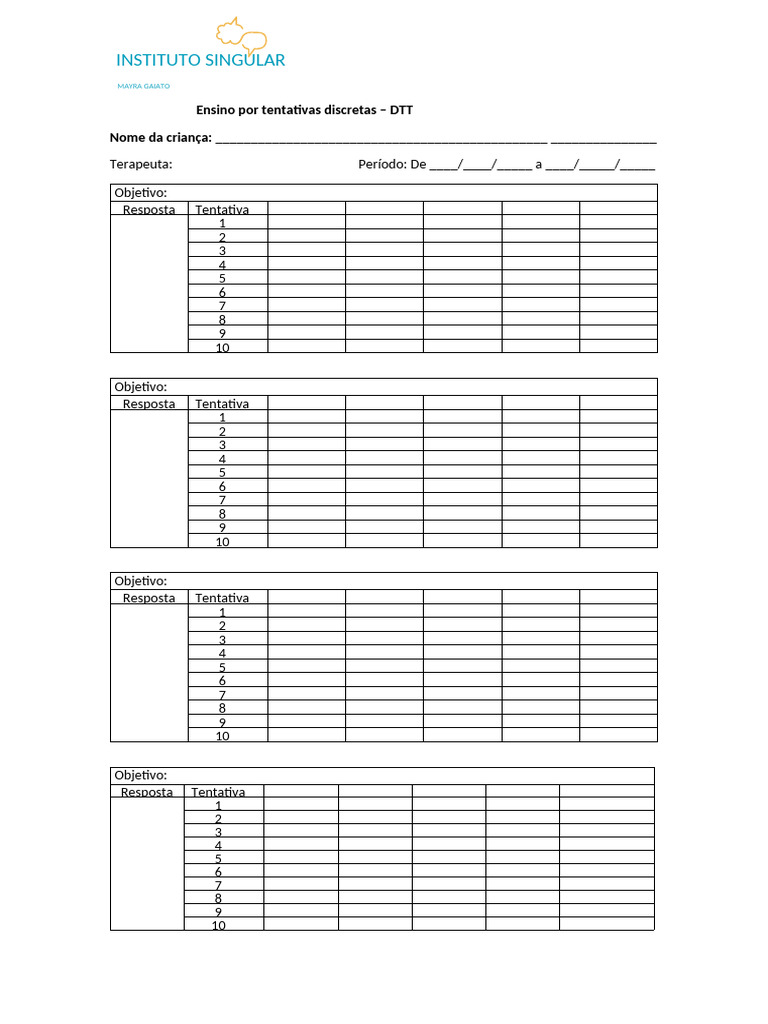 Folha de Registro DTT Psico | PDF