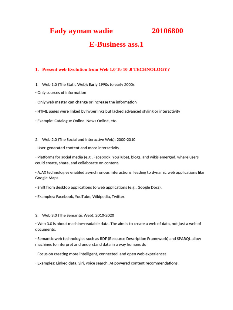 E Business Assignment 1 | PDF | World Wide Web | Internet & Web