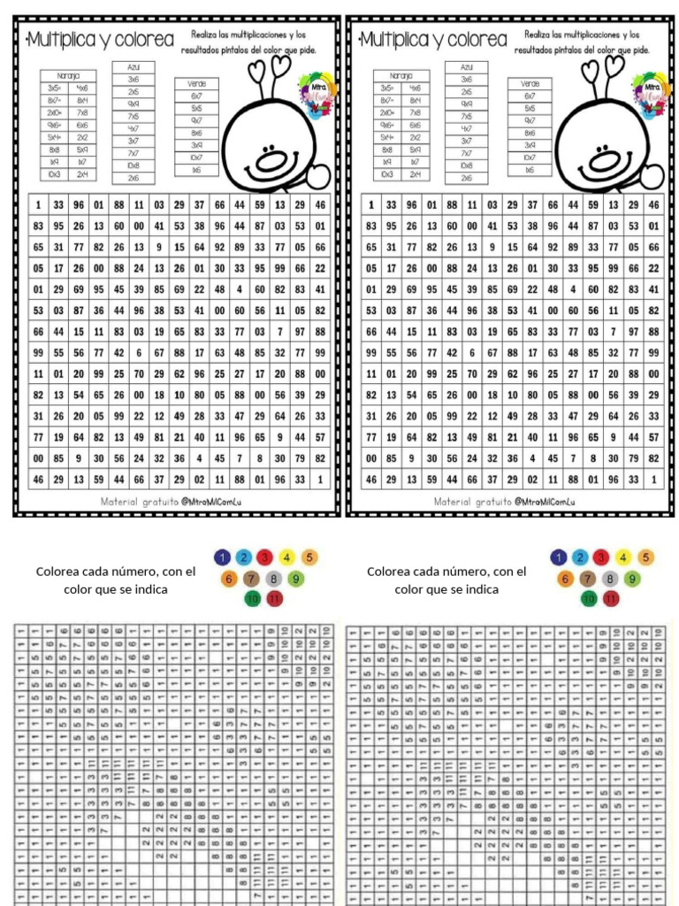 Colorea Por Numero y Colorea Por Tablas de Multiplicar | PDF