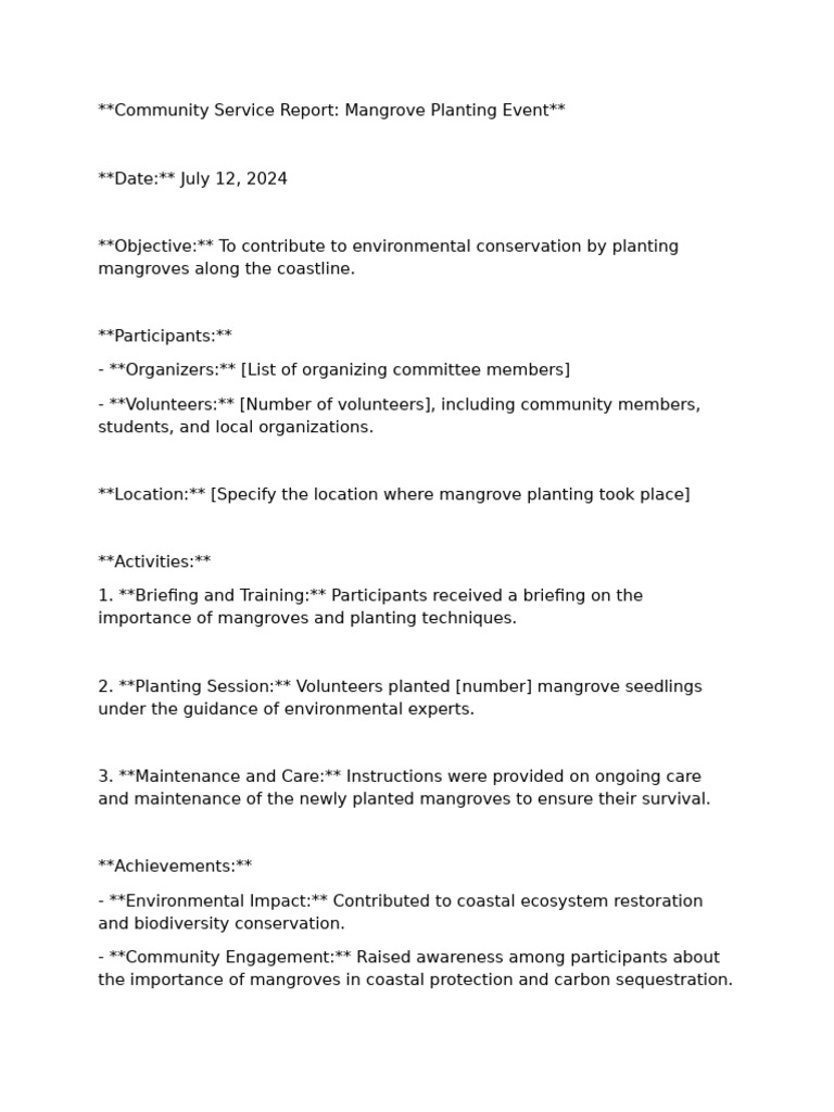 Mangrove Planting Report | PDF