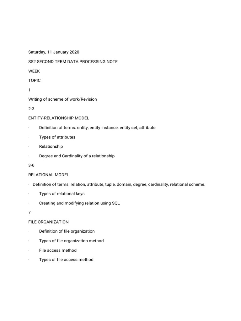 SS2 note data processing | PDF | Relational Model | Malware
