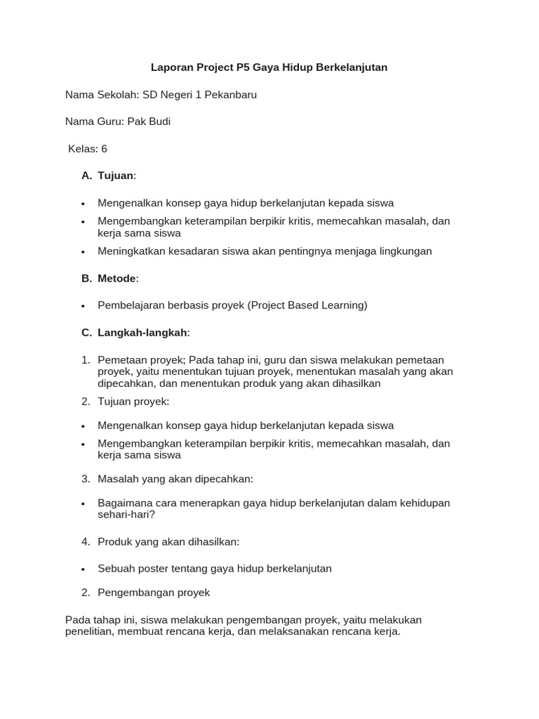 Laporan Project P5 Gaya Hidup Berkelanjutan | PDF