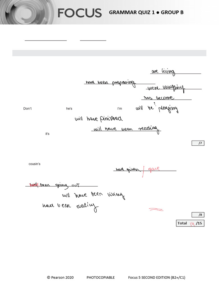 Grammar Quiz: Perfect & Continuous Forms | PDF | Linguistic Morphology ...