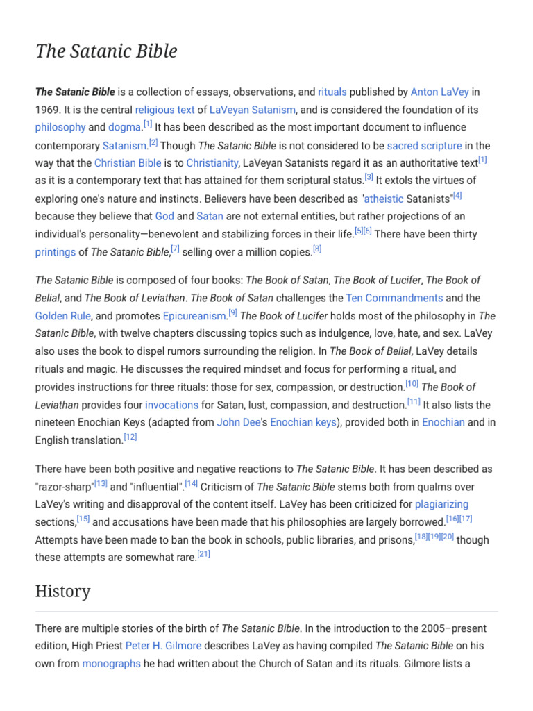 The Satanic Bible - Wikipedia | PDF | Satanism | Satan