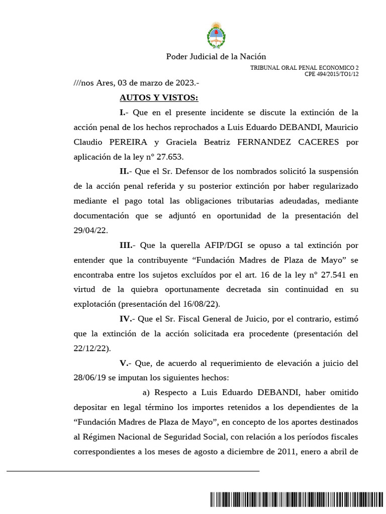 extincion de la accion penal madres de plaza de mayo | PDF | Queja ... extincion de la accion penal madres de plaza de mayo | PDF | Queja ...