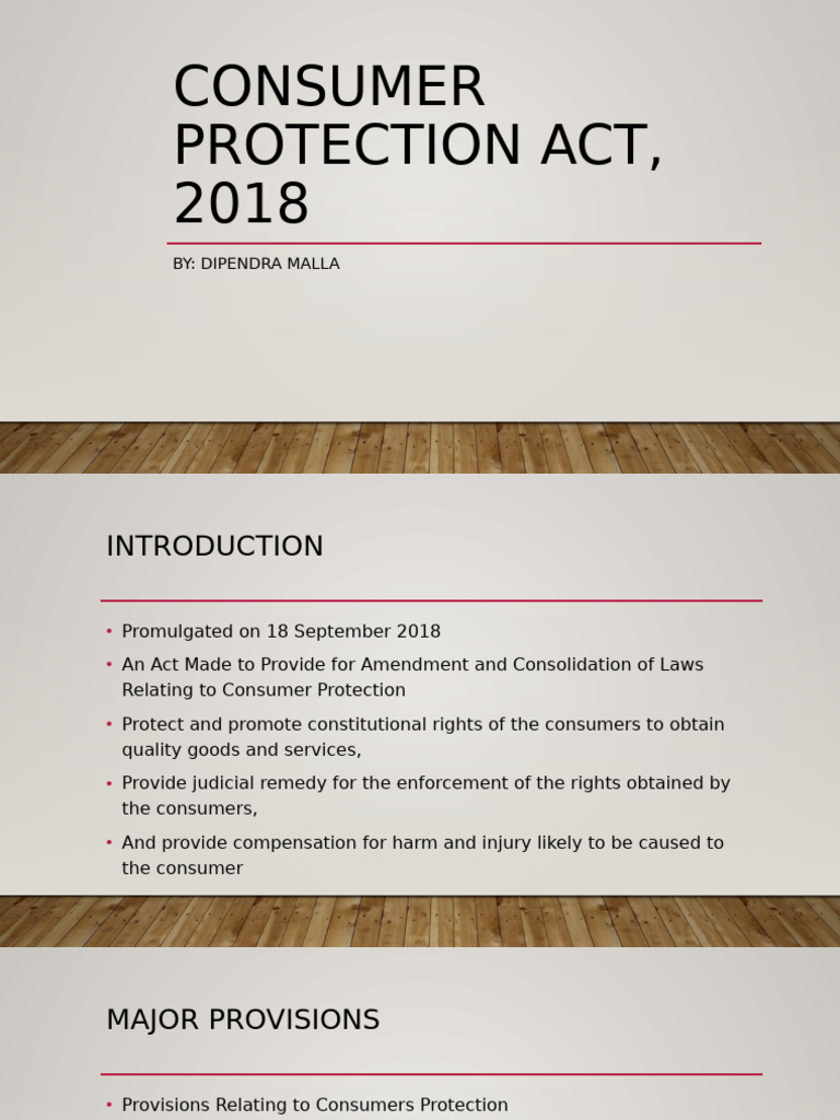 Consumer Protection Act 2018 Overview Pdf
