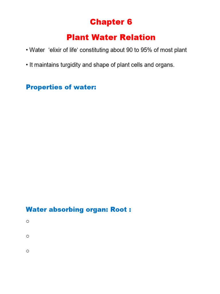 Plant Water Relation Notes | PDF | Osmosis | Stoma