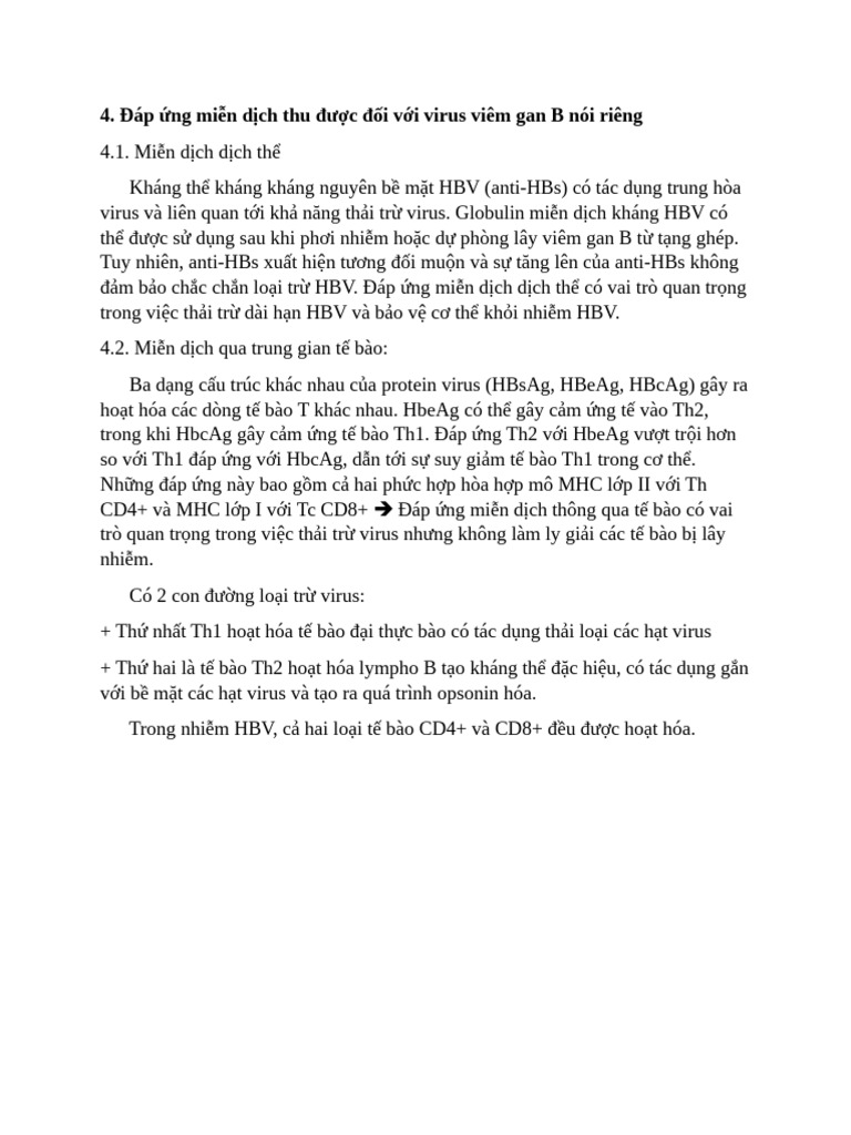 Đáp Ứng Miễn Dịch Thu Được Đối Với Virus Viêm Gan b | PDF