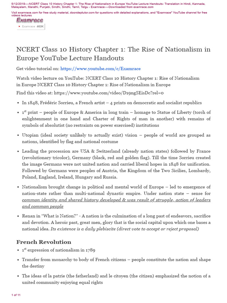 NCERT-Class-10-History-Chapter-1-YouTube-Lecture-Handouts | PDF | Italy ...