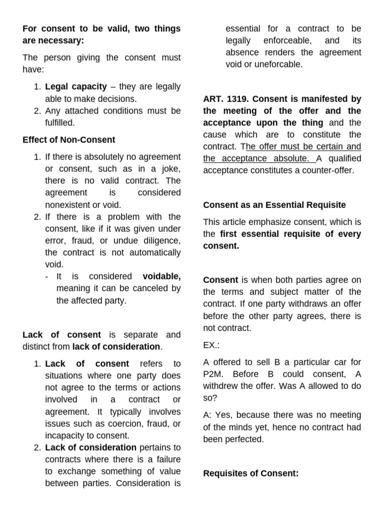 Consent | PDF | Void (Law) | Legal Concepts