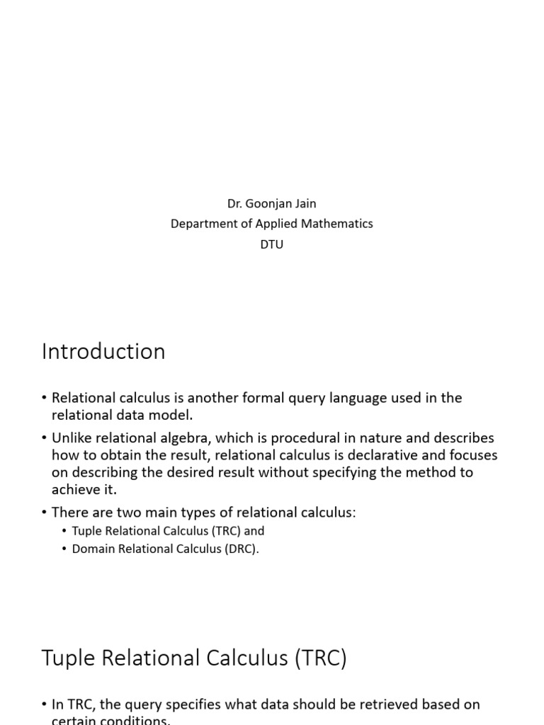 3e8c53e7fe4e8387212c89b47f65550664b1ed0cUnit%202%20-%20relational%20calculus | PDF | Relational ...