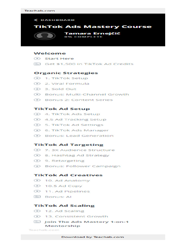 TikTok Ads Mastery Course | PDF