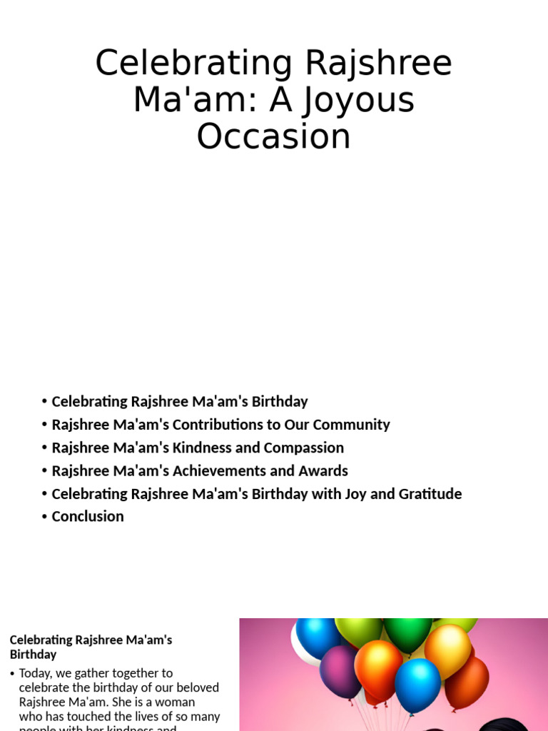 Celebrating Rajshree Ma'Am | PDF | Gratitude