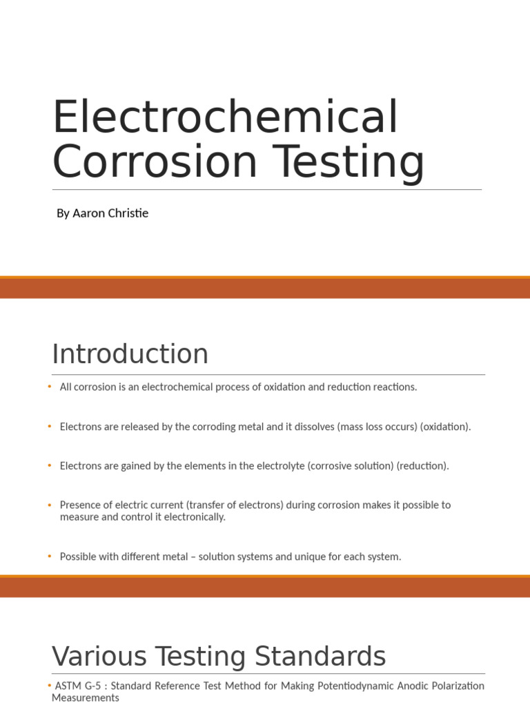 Electrochemical Corrosion Testing | PDF | Electrochemistry | Electrode Electrochemical Corrosion Testing | PDF | Electrochemistry | Electrode