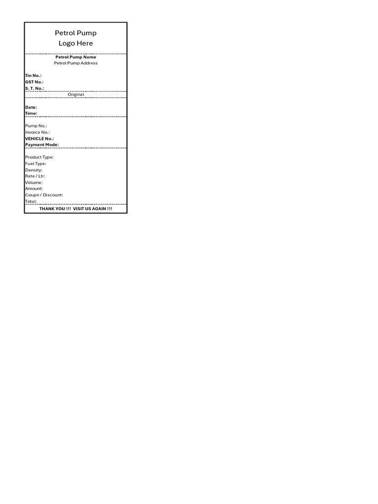 Petrol Pump Bill Format Template | PDF | Finance & Money Management ...