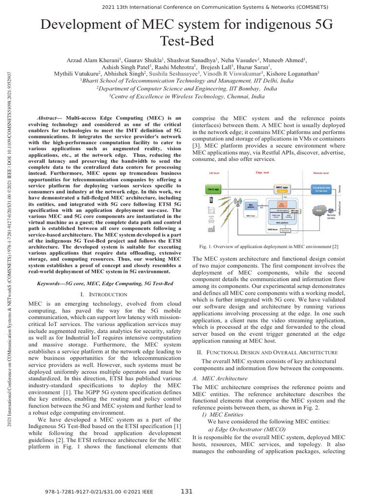 Development of MEC System For Indigenous 5G | PDF | Computing ...