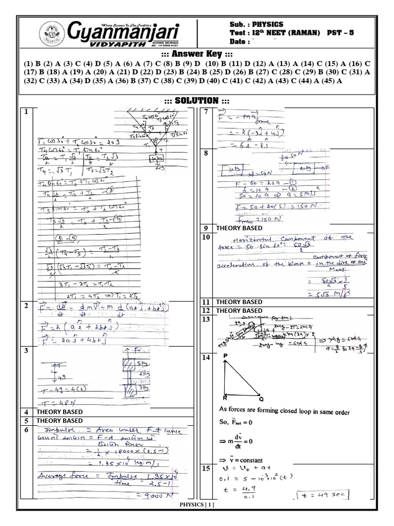 STD 12 PST 5 (21.10.2024) RAMAN Sol. | PDF