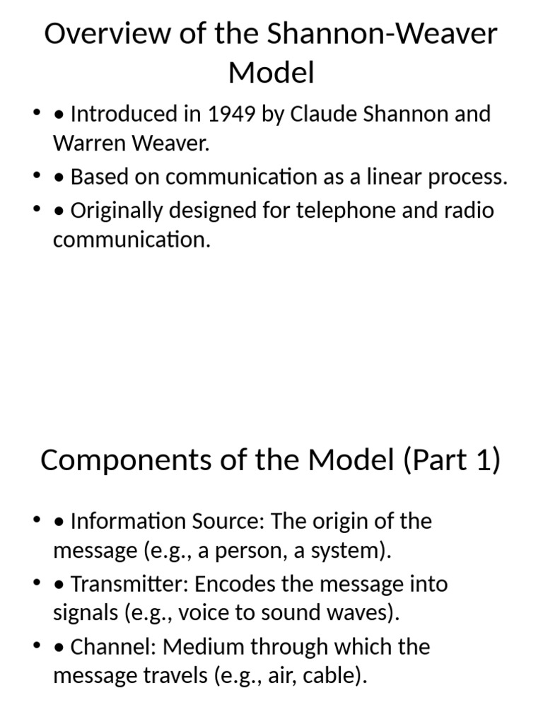 Shannon-Weaver Communication Model Overview | PDF