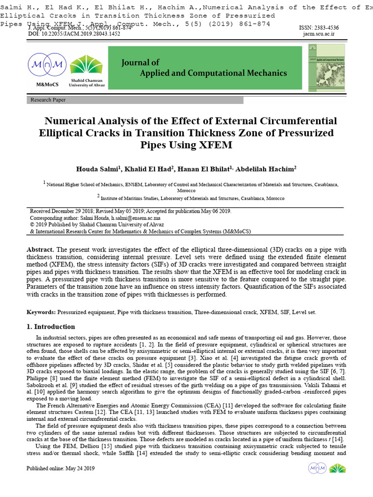 JACM - Volume 5 - Issue 5 - Pages 861-874 | PDF | Stress (Mechanics) | Fracture